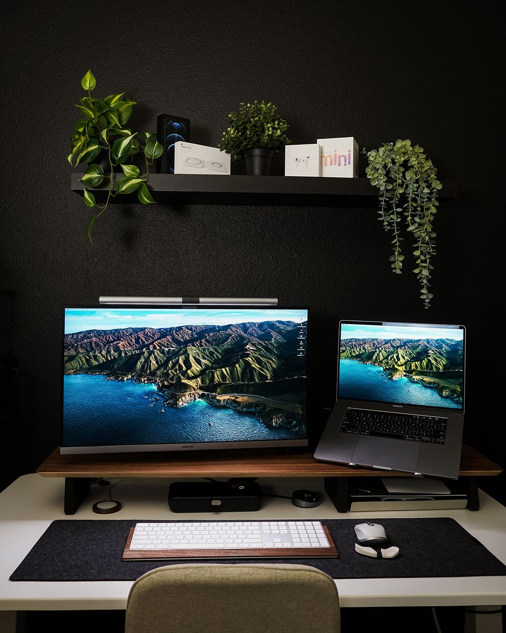 Dark Work-From-Home Desk Setup