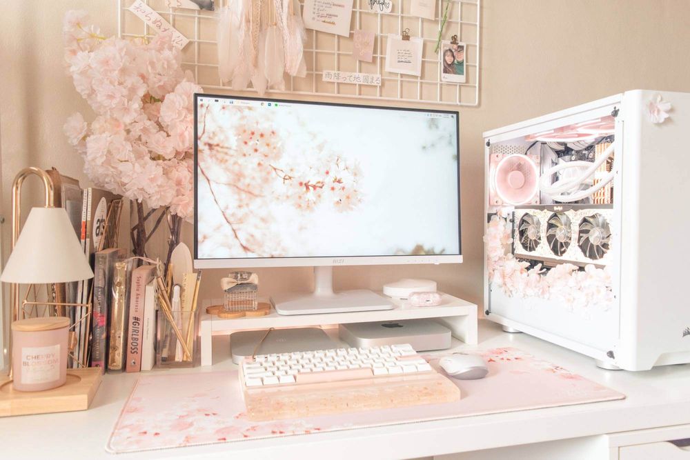 Chic Pink Desk Setup