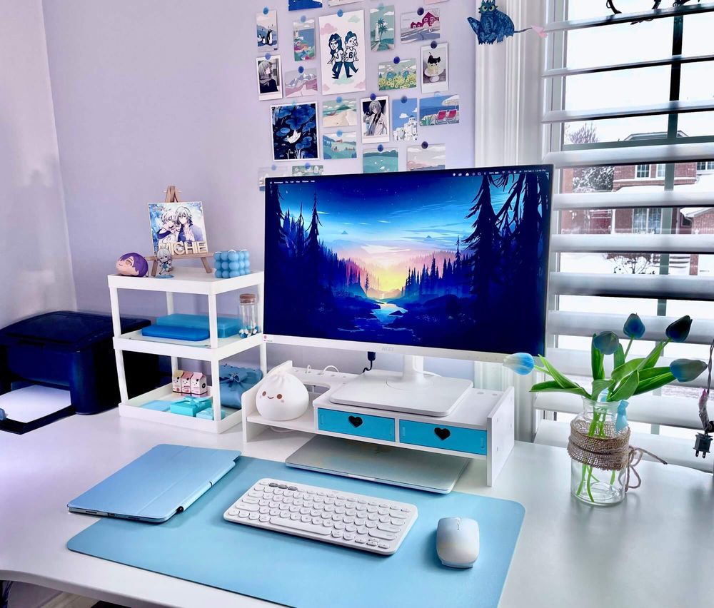 Blue Desk Setup