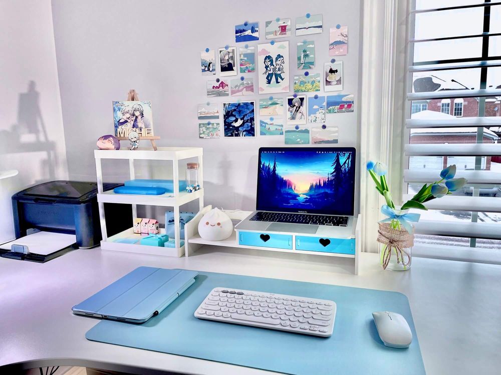 Blue Desk Setup
