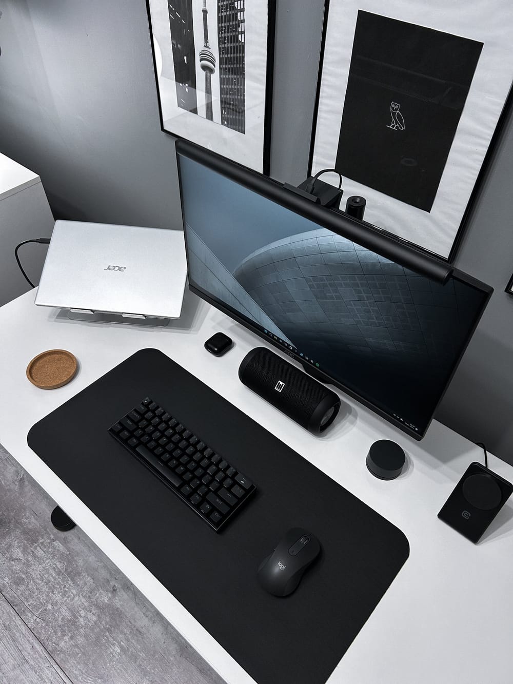 Minimal and Monochrome Desk Setup