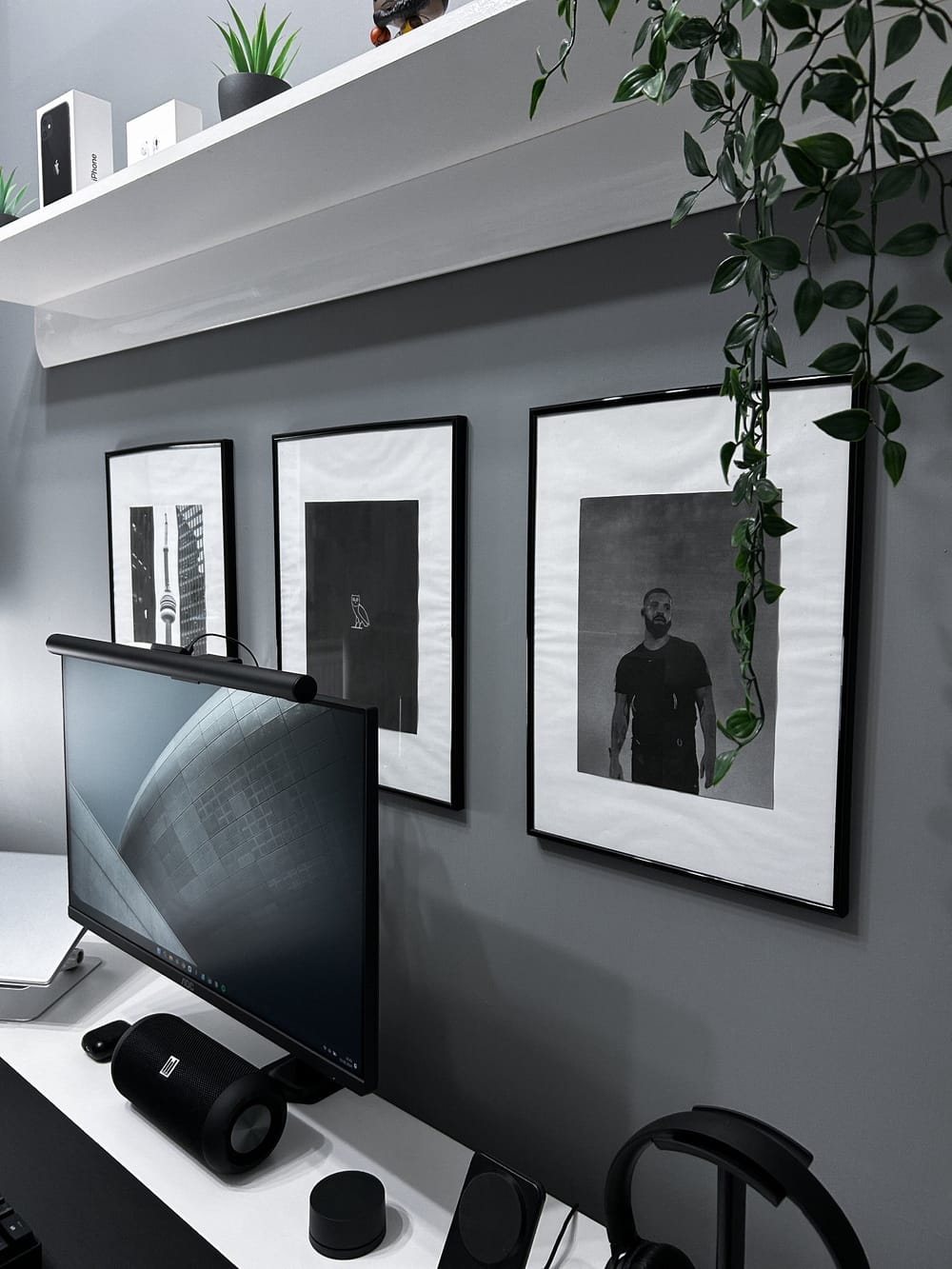 Minimal and Monochrome Desk Setup