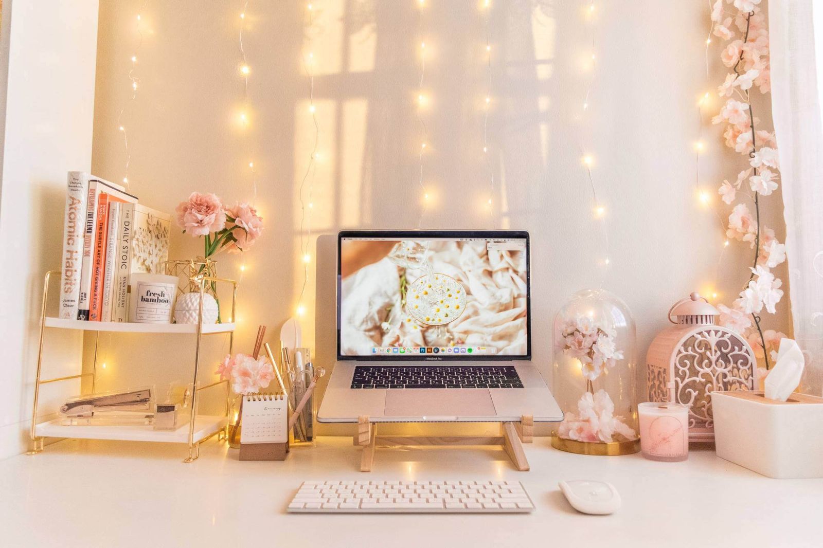 Chic Pink Desk Setup