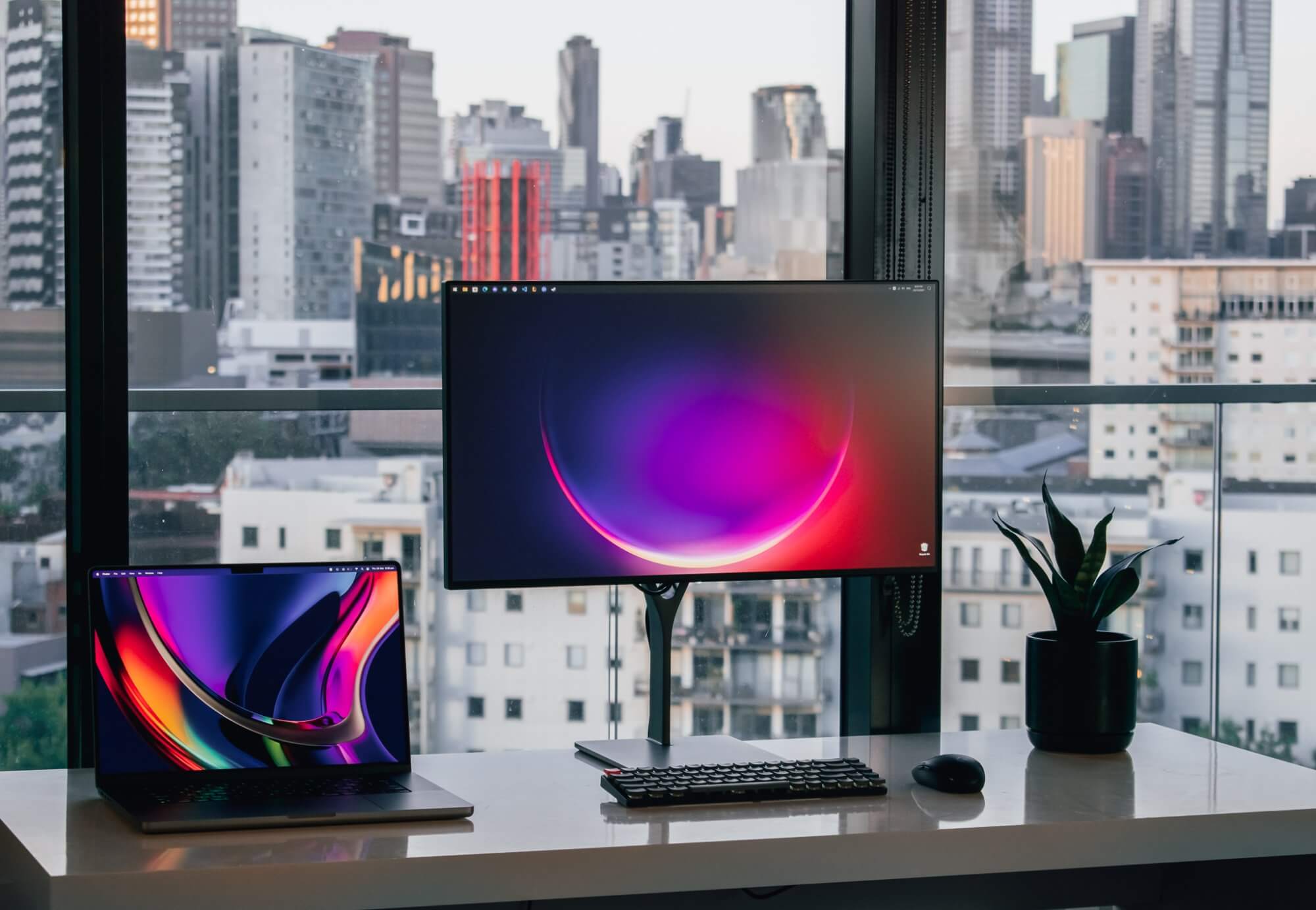 Minimal Desk Setup with a View