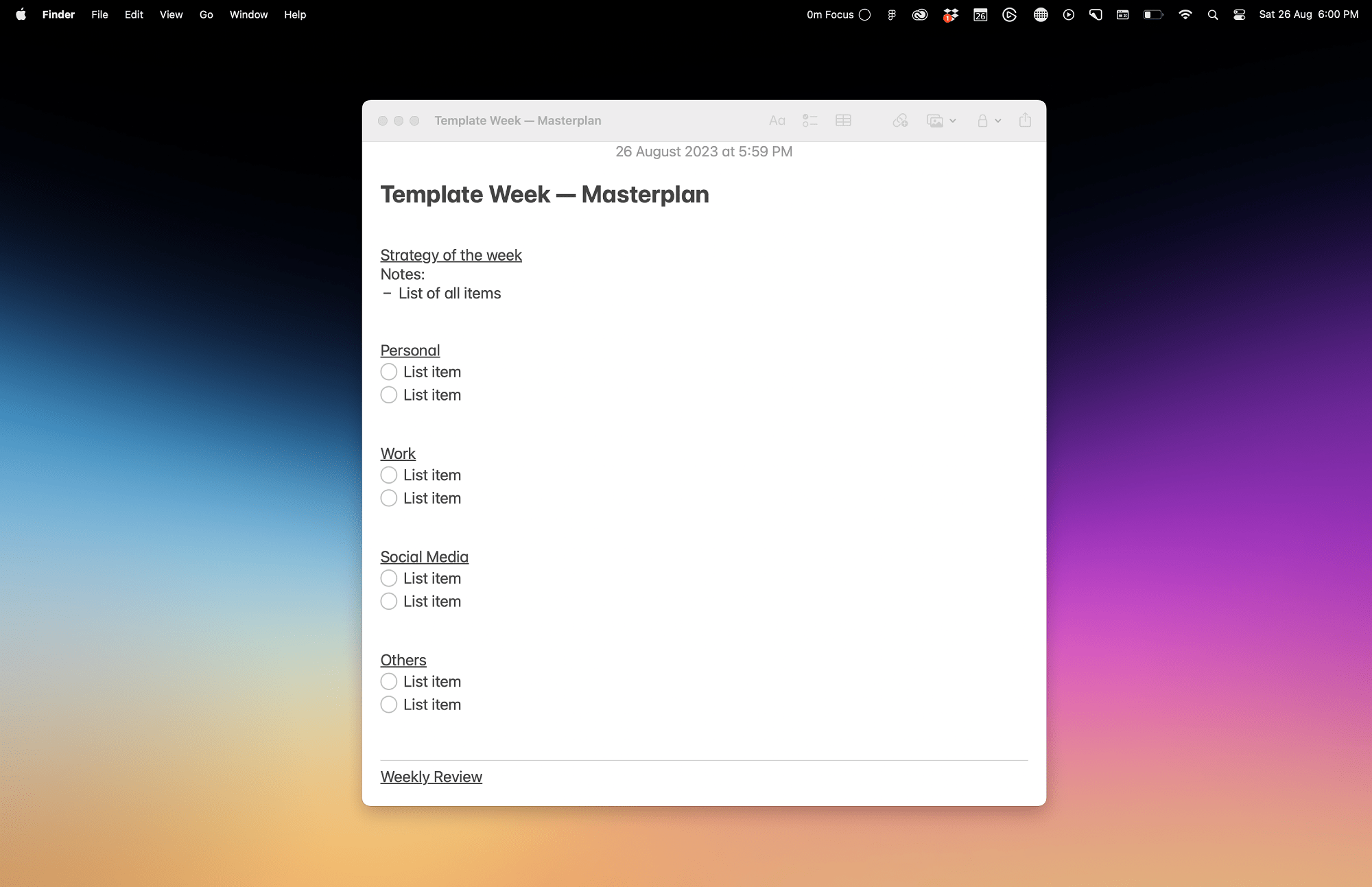 Minimal and Functional Workspace of a Creative Director