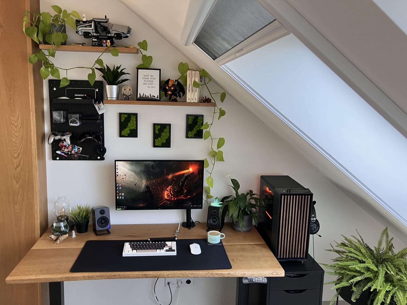 Cozy Desk Setup with Plants
