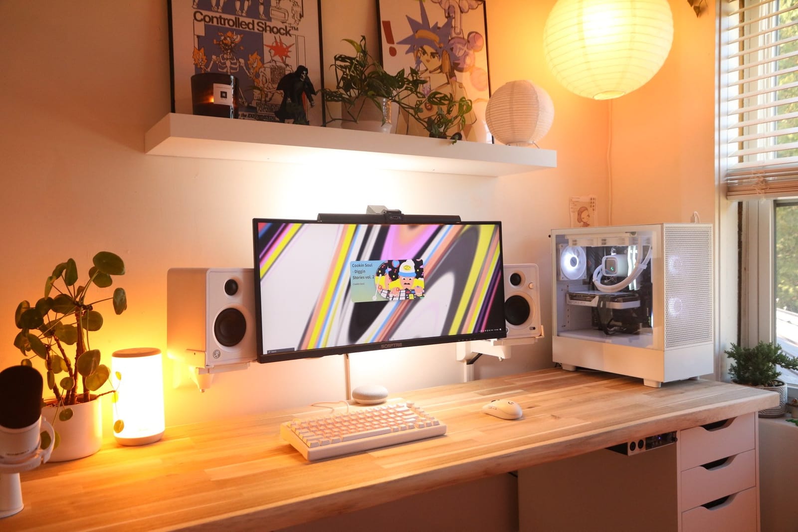 Floating Wall-Mounted Desk Setup