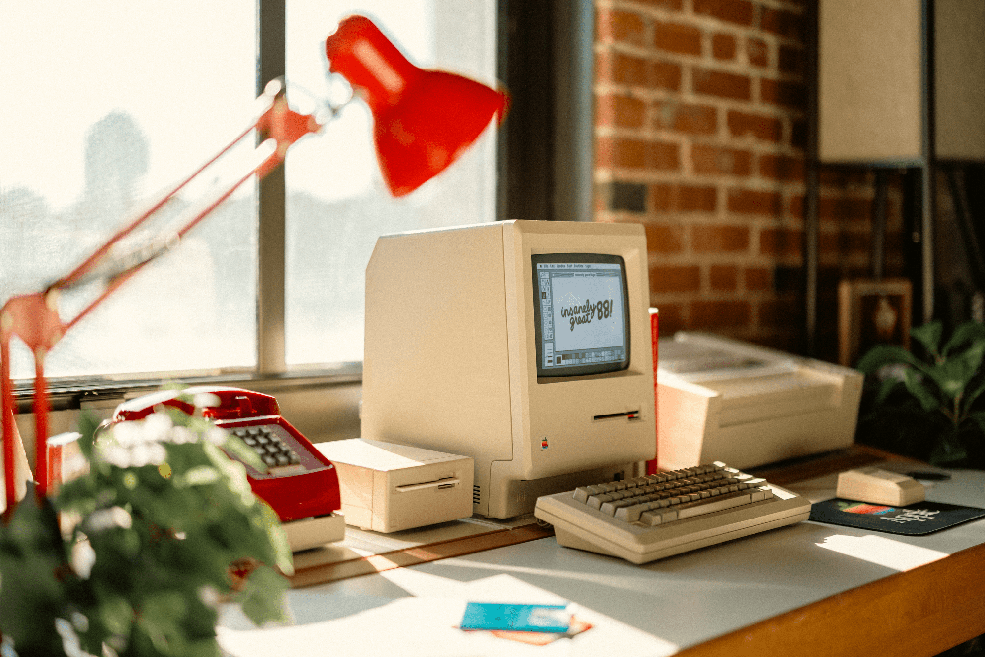 Vintage 1984 Macintosh Desk Setup