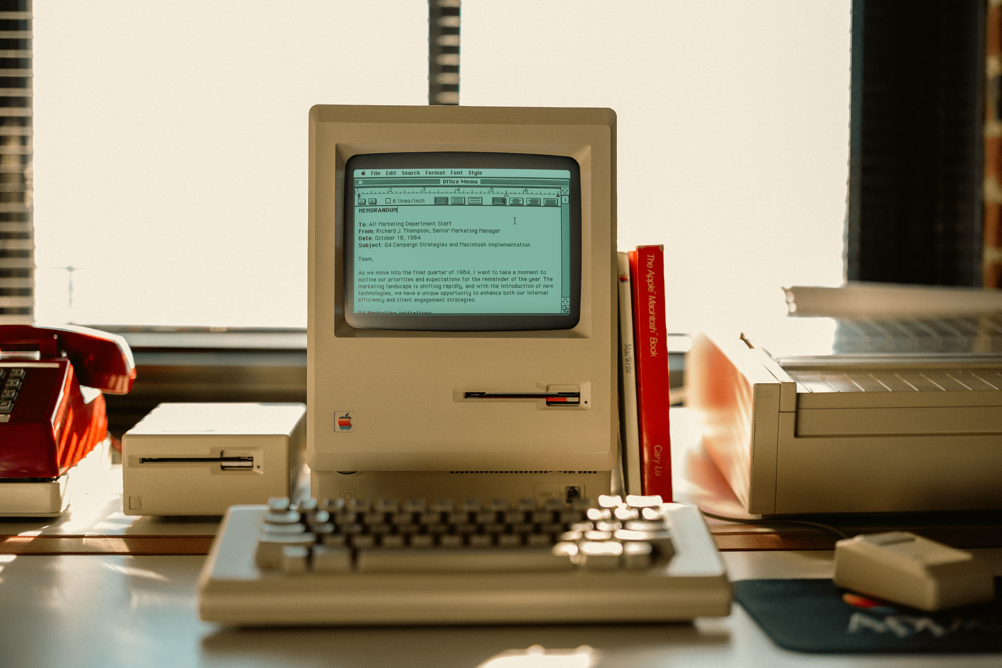 Vintage 1984 Macintosh Desk Setup