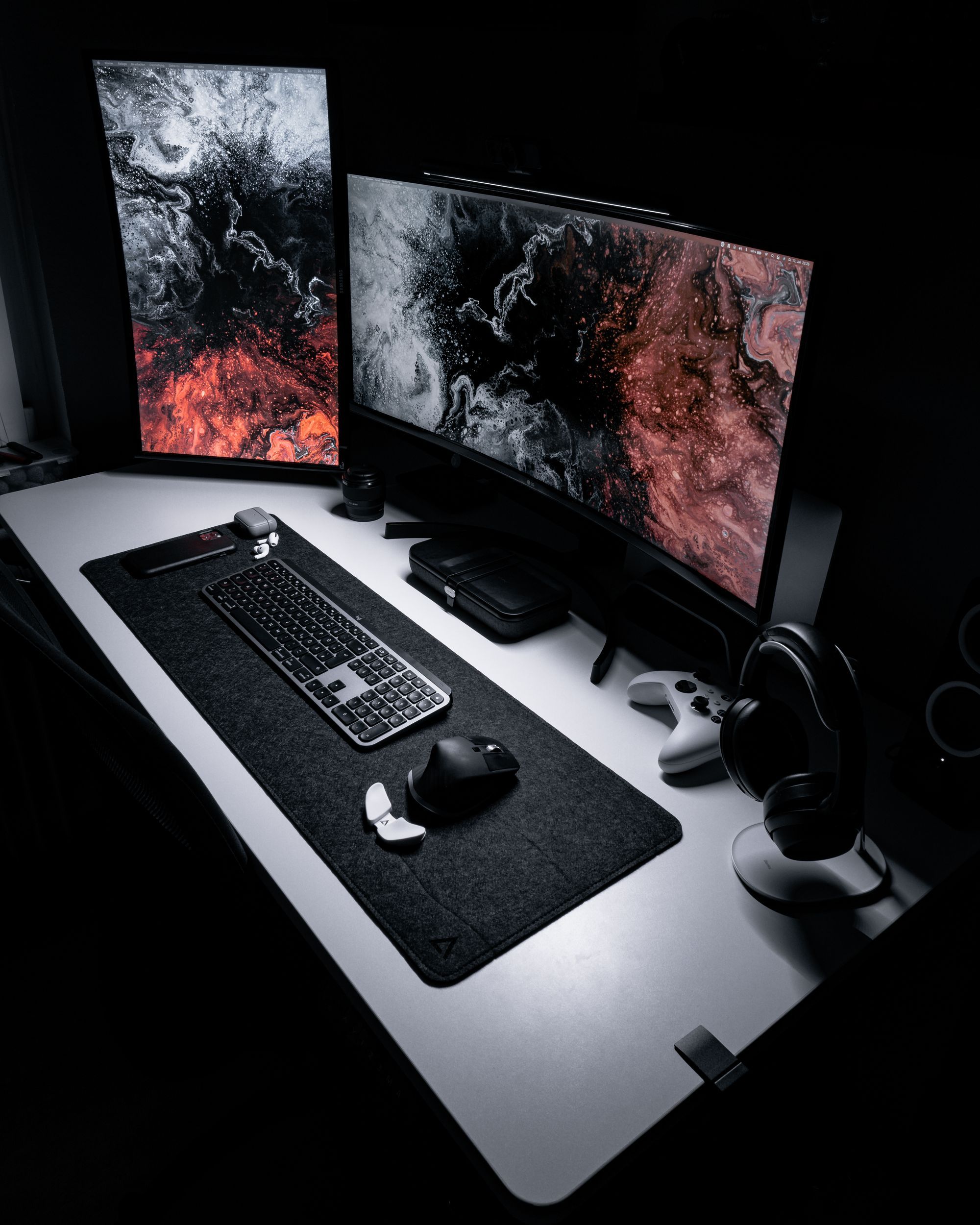 Black and White Desk Setup