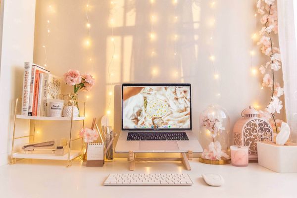 Chic Pink Desk Setup
