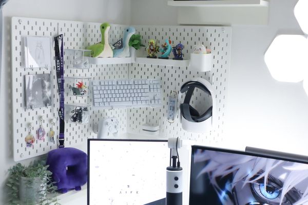 White Desk Setup with a Custom PC