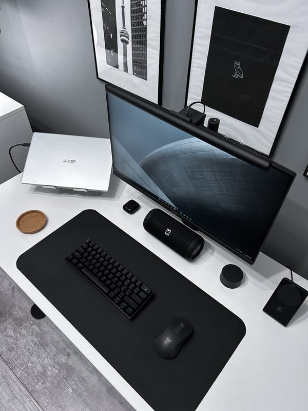 Minimal and Monochrome Desk Setup